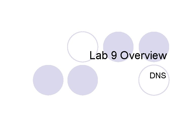 Lab 9 Overview DNS DNS name server l