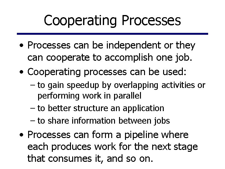 Lecture Topics 111 Processes processes vs programs Process