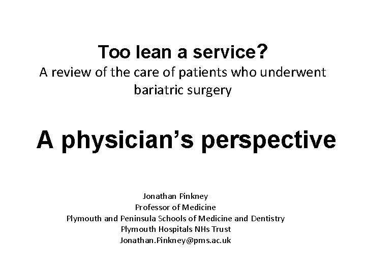 Too lean a service A review of the