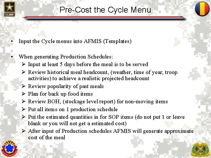 Dining Facility Menu Management 1 Menu Management All