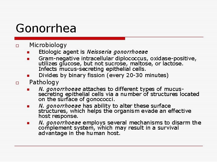 STDs Etiology and Symptoms v HPV v Gonorrhea