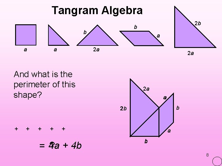 Teaching Mathematics Visually and Actively Tangram Algebra You