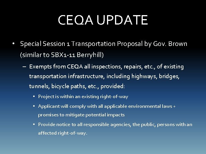 California Legislative Update 2015 By Morgan Branch Overview