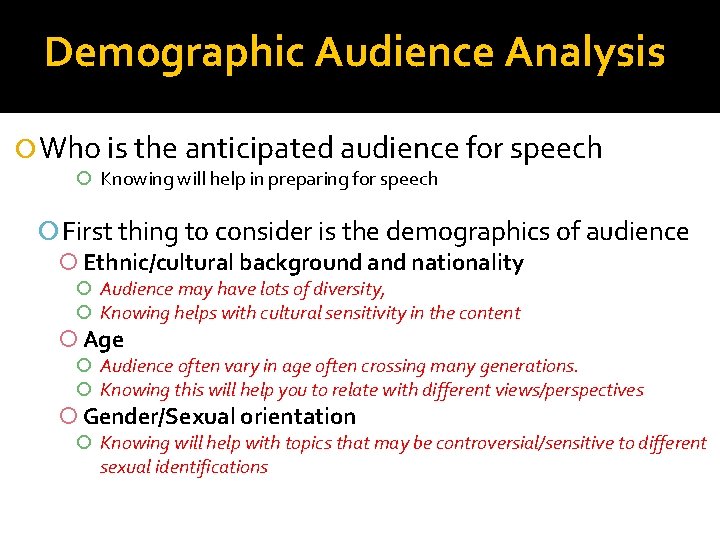 Chapter 6 Analyzing Your Audience Audience Analysis Adaptation