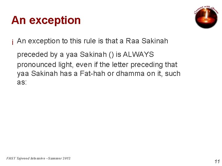 FAST Tajweed Intensive Workshop Rules of Raa Rules