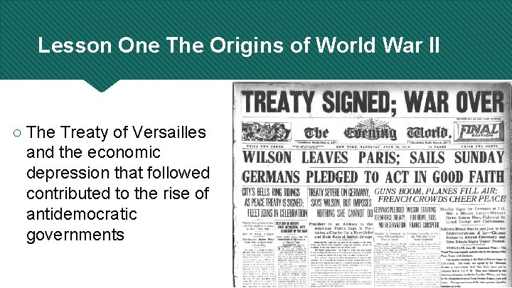 Lesson One The Origins of World War II