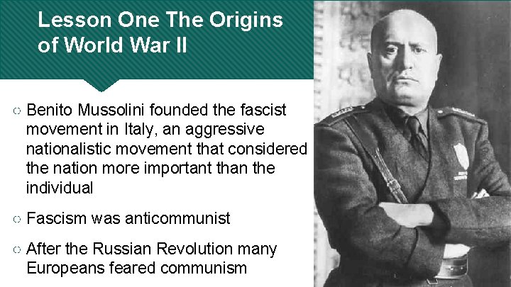 Lesson One The Origins of World War II