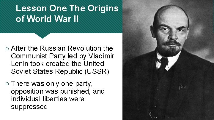 Lesson One The Origins of World War II