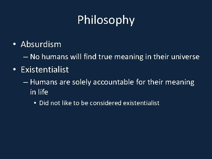 About Albert Camus Scott Choi David Kim Background