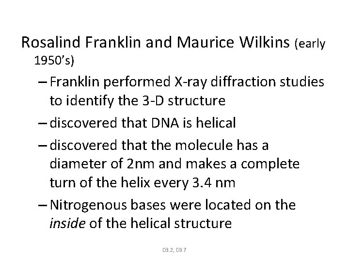 DNA Structure Miescher 1869 used pus cells Nuclei