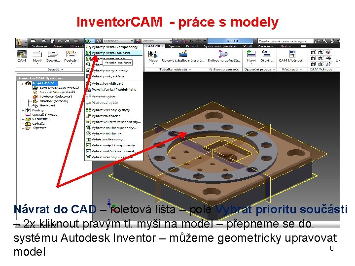 Inventor CAM prce s modely nastaven parametr CNC