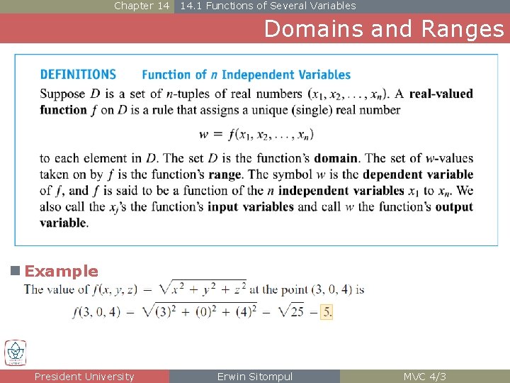Multivariable Calculus Lecture 4 Dr Ing Erwin Sitompul