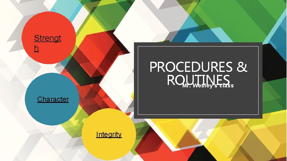 Strengt h PROCEDURES ROUTINES Mr Wesleys class Character