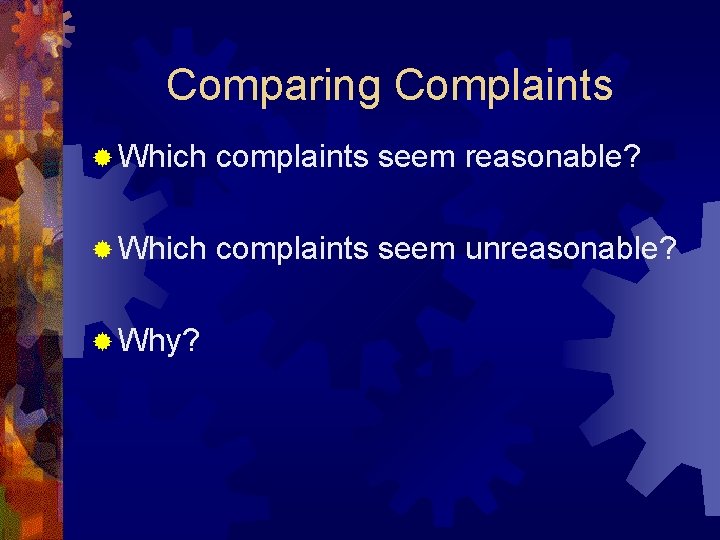 Chapter 6 OK No problem Complaints household chores