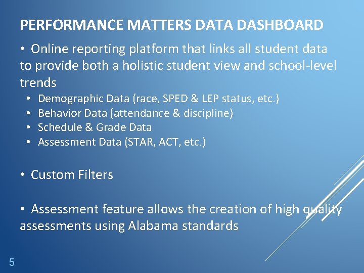 2020 Curriculum Showcase Performance Matters Data Dashboard Dr