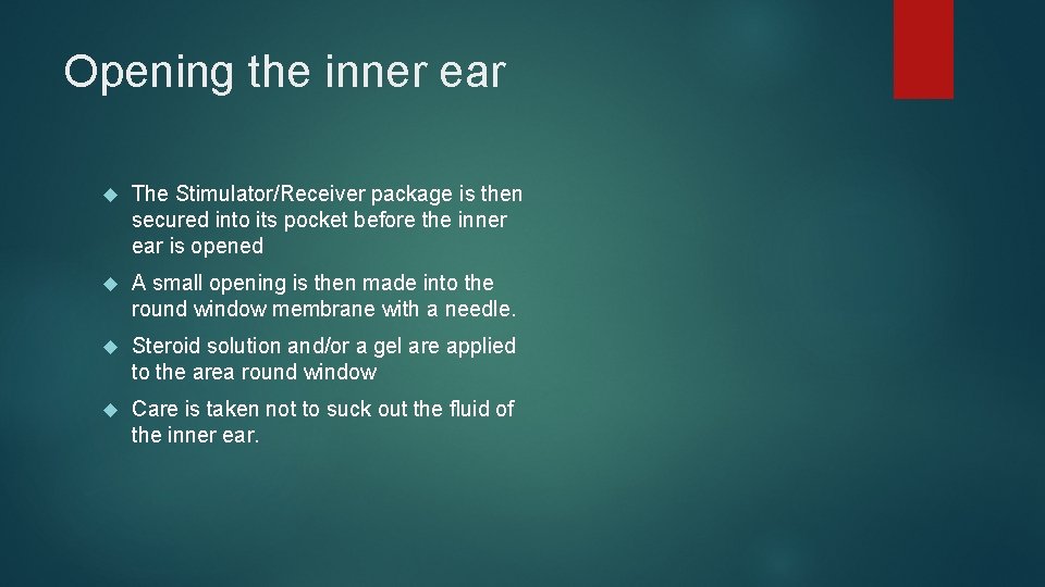 Cochlear Implantation The Surgical Procedure DR I BUTLER