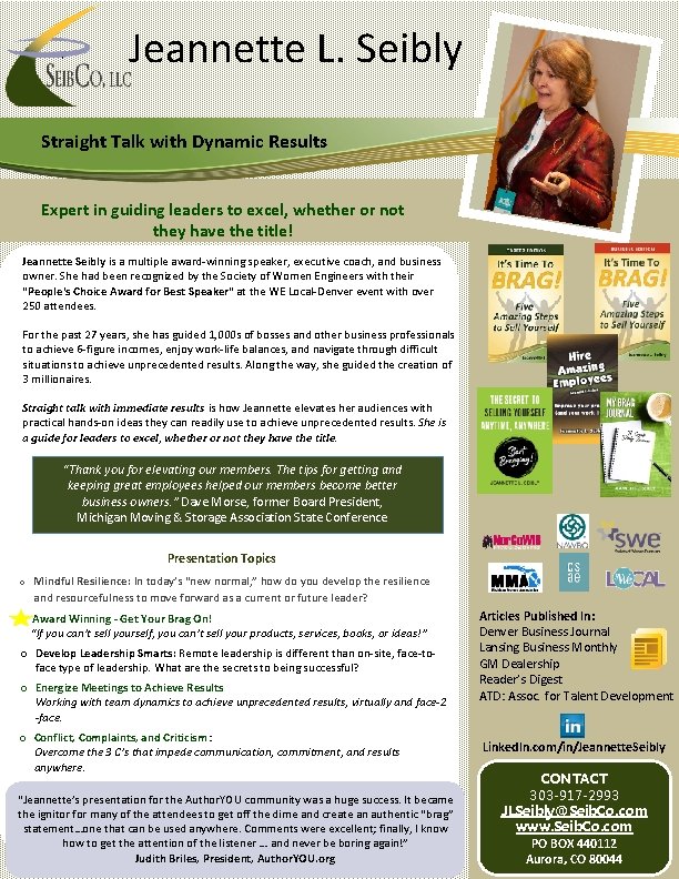 Jeannette L Seibly Straight Talk with Dynamic Results