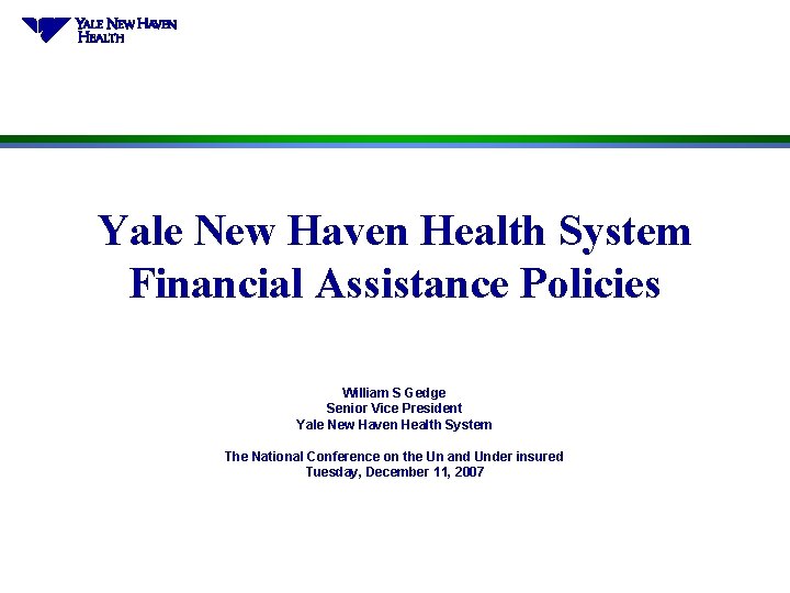 Yale New Haven Health System Financial Assistance Policies