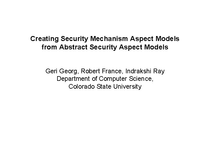Creating Security Mechanism Aspect Models from Abstract Security