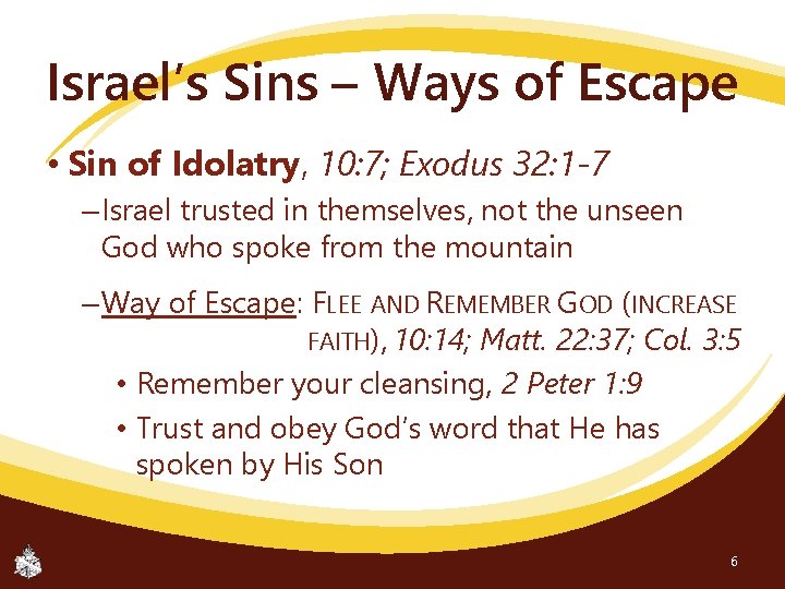 Our Ways of Escape 1 Corinthians 10 1