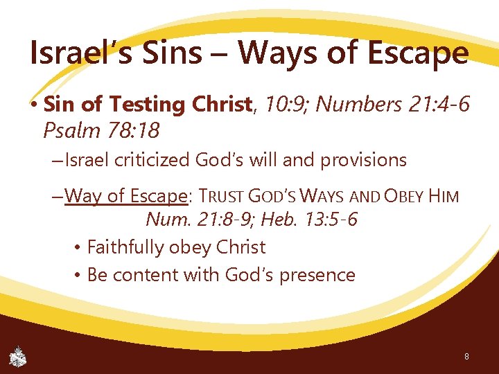 Our Ways of Escape 1 Corinthians 10 1
