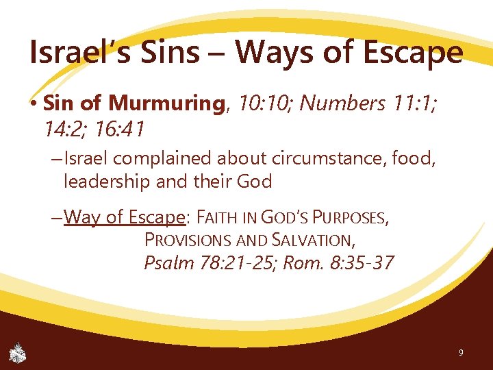 Our Ways of Escape 1 Corinthians 10 1