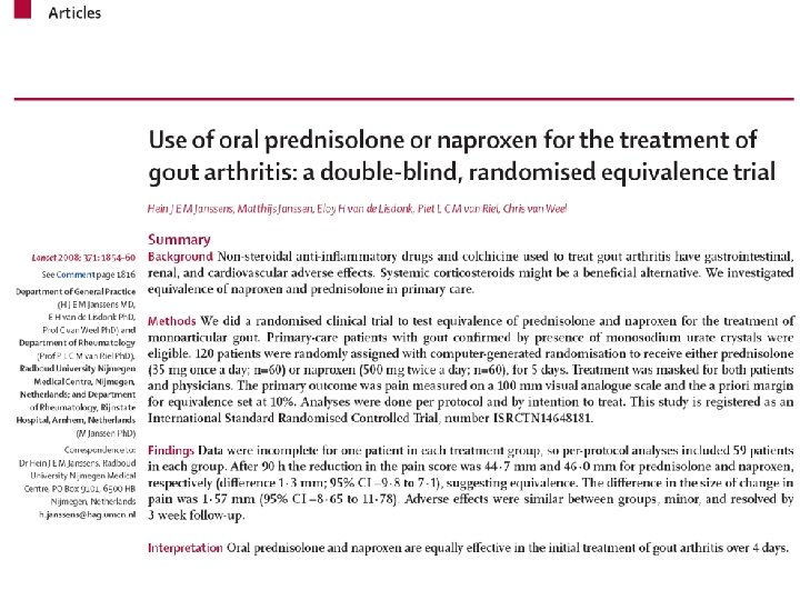 Journal Club HJ Janssen M van de Lisdonk