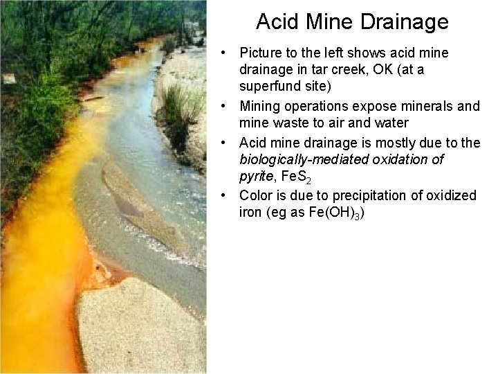 Acid Pollution of Natural Waters Outline of Topics