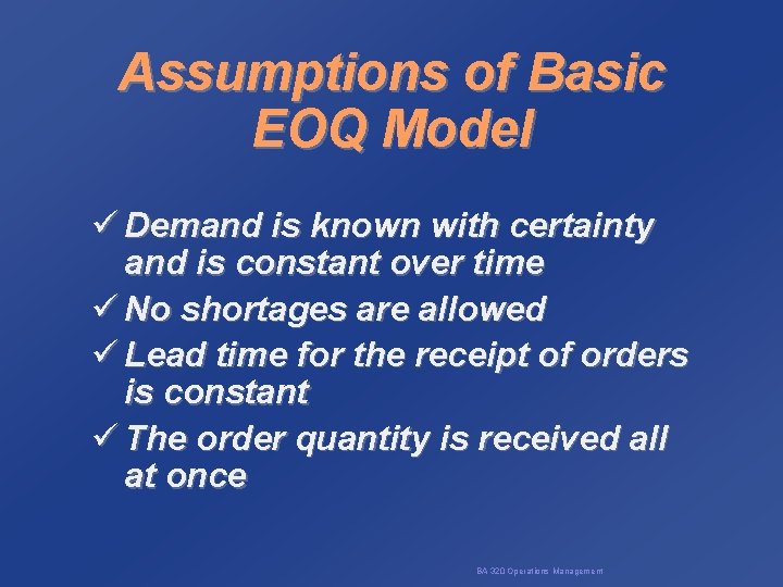 Chapter 10 Inventory Management BA 320 Operations Management