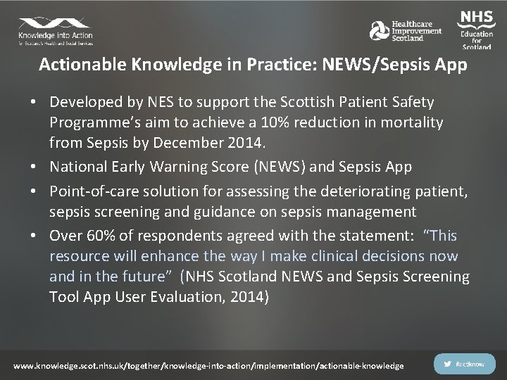 Actionable Knowledge Supporting the implementation of evidence into