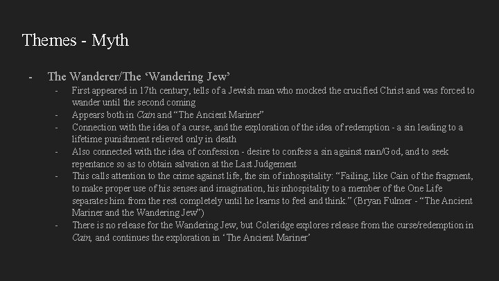 The Wanderings of Cain Guilt Sin and Myth