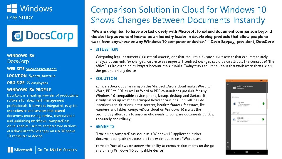 Comparison Solution in Cloud for Windows 10 Shows