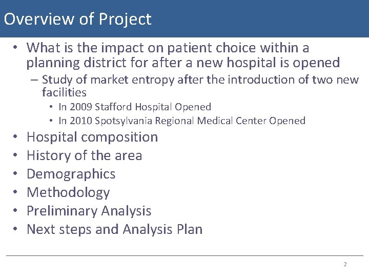 Investigation of Hospital Entropy Amanda Dulin May 2014