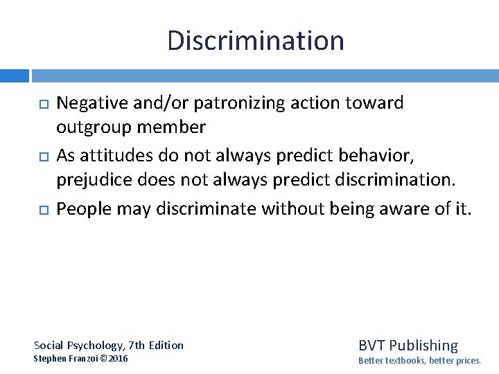 Chapter 6 Stereotypes Prejudice and Discrimination Learning Objectives