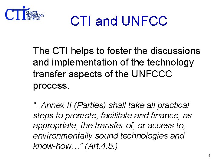 CTI Technology Information Activities www Climate Tech net
