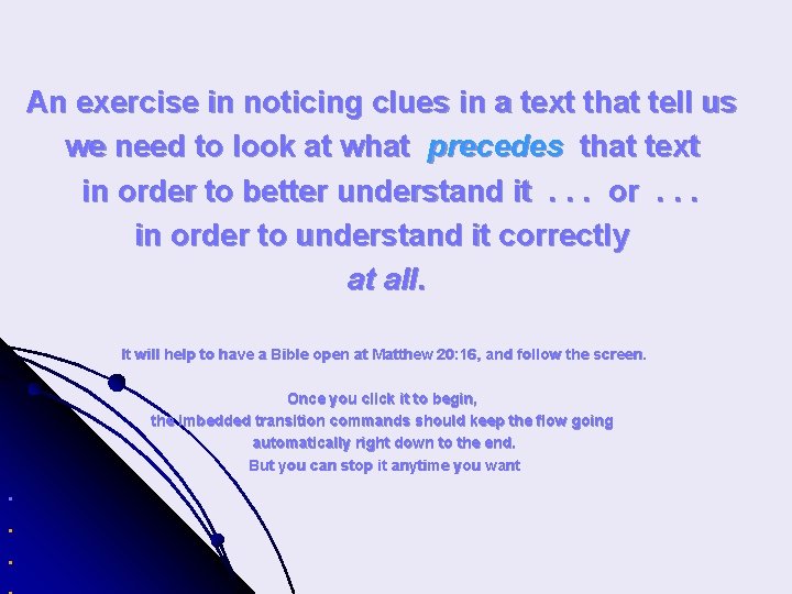 An exercise in noticing clues in a text