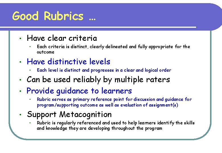 Designing and Using Rubrics Presented to GETSI by
