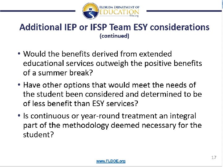 Extended School Year Services for Students with Disabilities