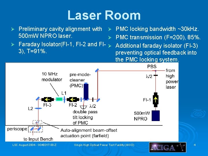 High Optical Power Test Facility Status Bram Slagmolen