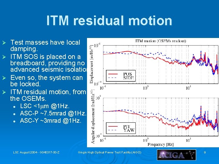High Optical Power Test Facility Status Bram Slagmolen