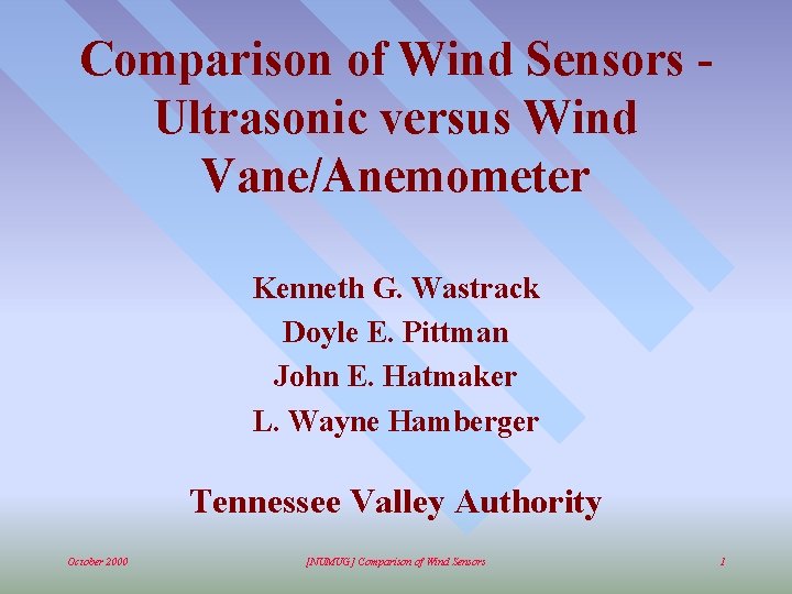 Comparison of Wind Sensors Ultrasonic versus Wind VaneAnemometer