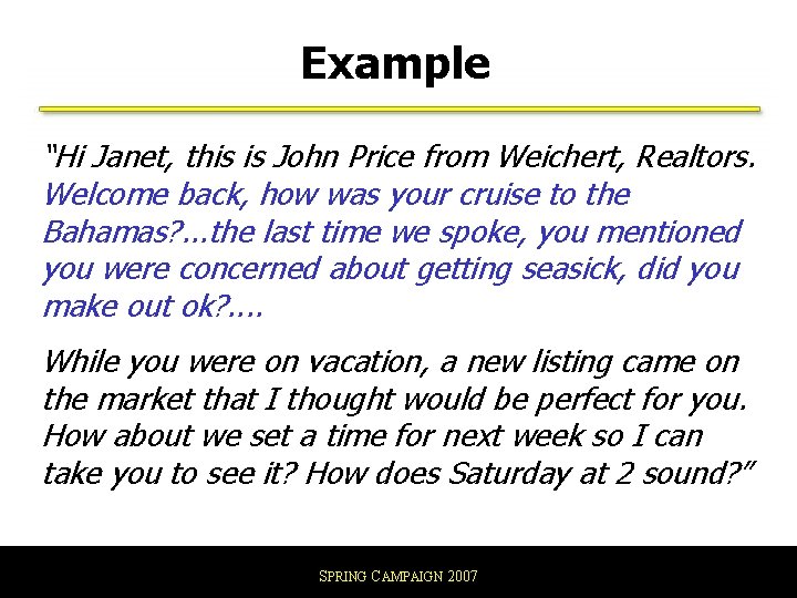 Weekly Training Session The Prospect Follow Up Sheet