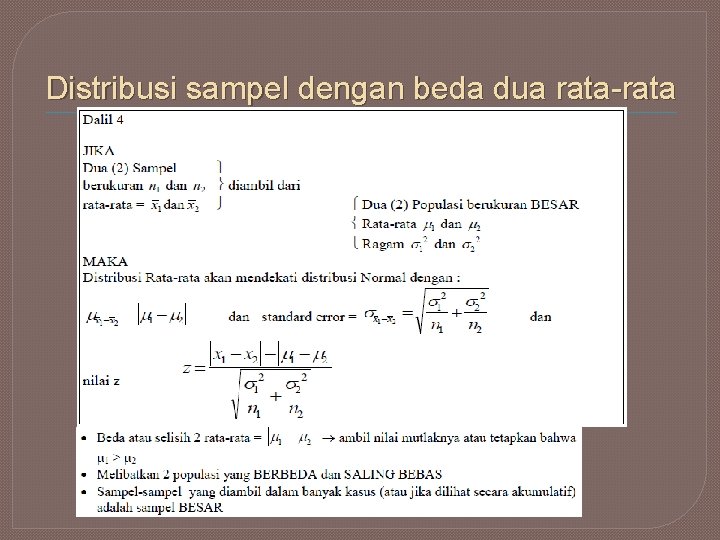 PENGANTAR 2 STATISTIKA LANJUT DISTRIBUSI SAMPEL Indria Hapsari