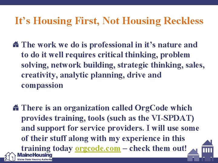 Housing Services Training 2016 Welcome to Housing Services