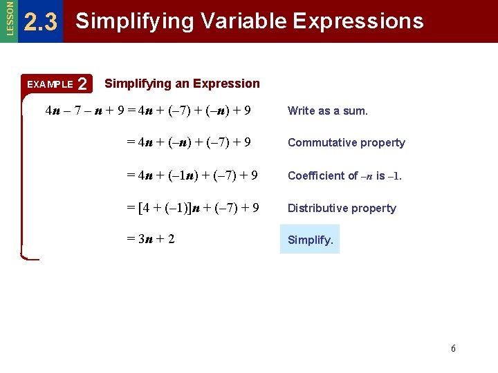 LESSON 2 3 Simplifying Variable Expressions Fitness You
