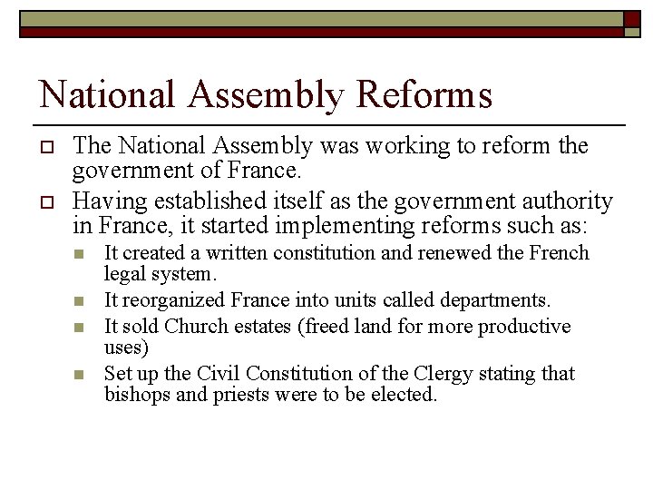 The Failure of the National Assembly The French