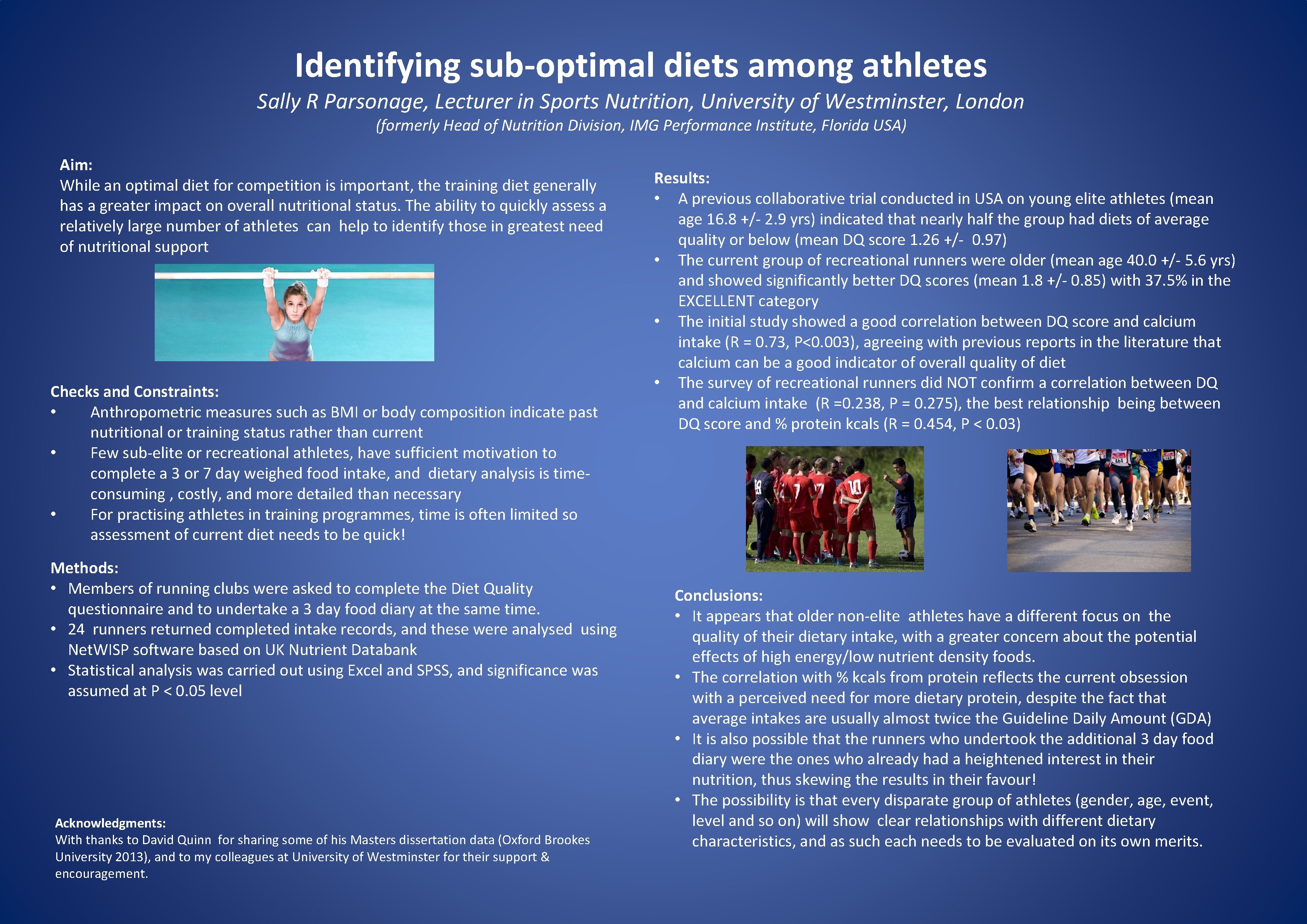 Identifying suboptimal diets among athletes Sally R Parsonage
