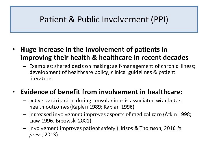 Patient Public Involvement in research Support for Researchers