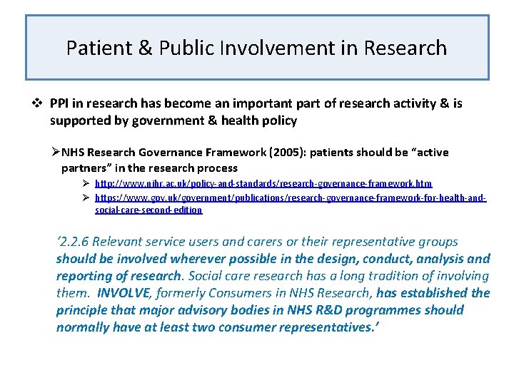 Patient Public Involvement in research Support for Researchers