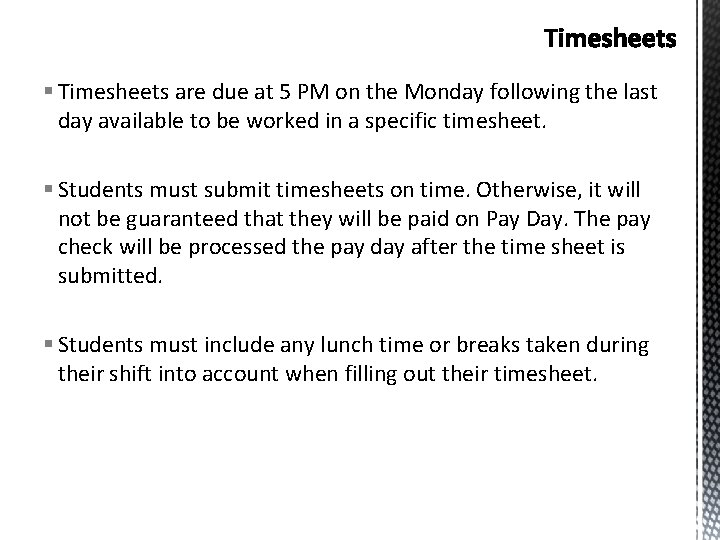 MTSS BASICS Every student must clock in at